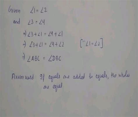 Using Appropriate Euclids Axiom 10 In The Given Figure Angle 1