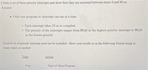 solved create a set of three priority interrupts and show