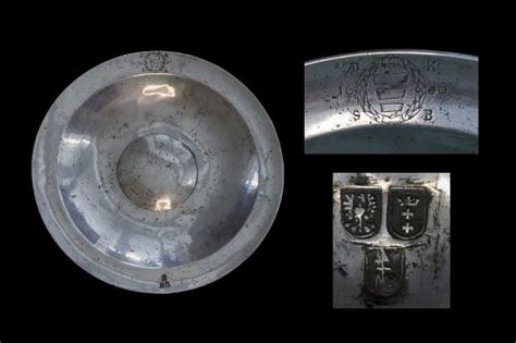 Extremely Rare Large Pewter Charger Germany Danzig Dated 1640 Item
