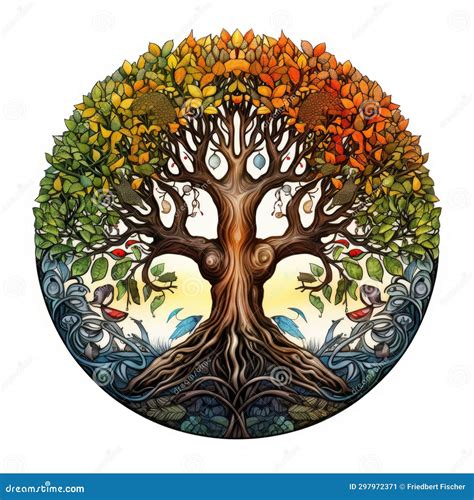A Drawing Of A Tree With Many Leaves Stock Image Image Of Forest Backdrop