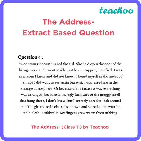 Snapshot Class 11 The Address English Extract Based Question