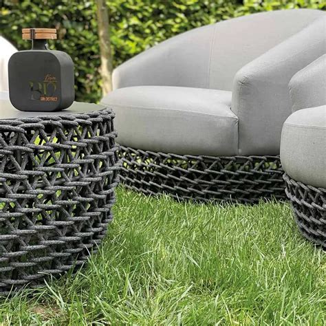Lounge With Woven Fabric Base For Outdoors