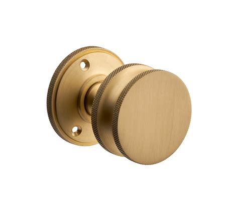 Kensington Brushed Brass Knurled Ring Mortice Door Knob Hiatt Hardware