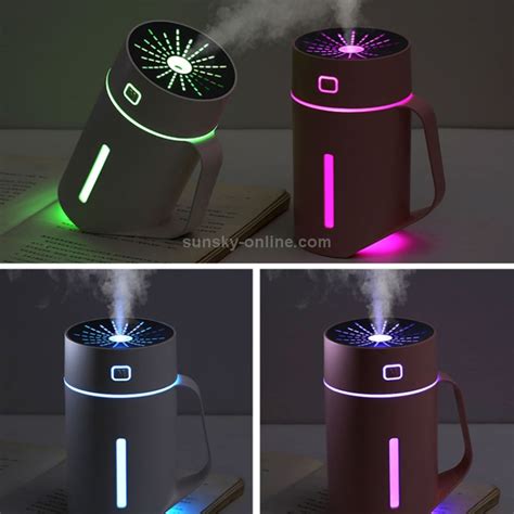 Ml S2 워터 컵 모양 지능형 음소거 Led 야간 조명 분무 가습기 가습기 핑크