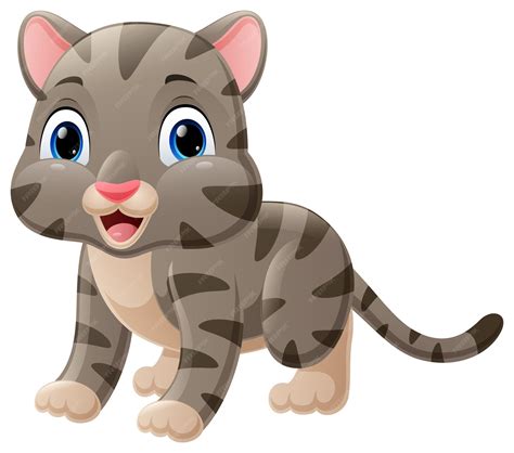 Lindo Bebé Gato Dibujos Animados Posando Vector Premium