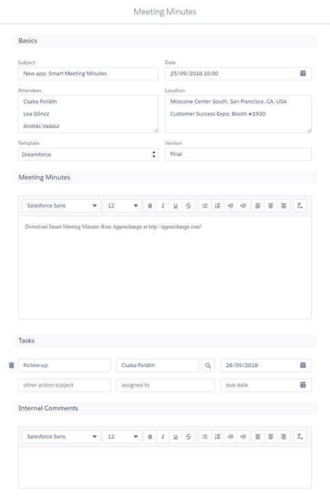 smart meeting minutes app for salesforce attention crm consulting
