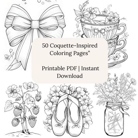 50 Cute Coquette Colouring Pages Bows Florals Hearts And Pretty