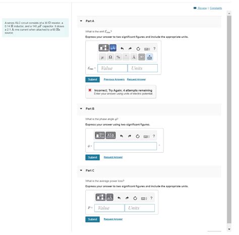 Solved A Series Rlc Circuit Consists Of A 30Ω Resistor A
