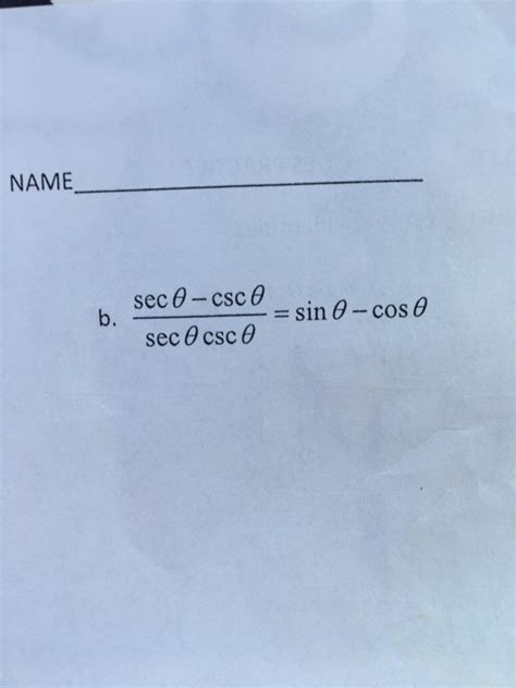 Solved NAME sec θ csc θ sec θ csc θ b Chegg com