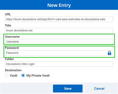 Cant Save Web Links On Devolutions Web Login