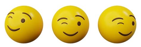 Premium Photo 3d Rendering Wink Face Emoji Or Yellow Ball Emoticon Creative User Interface Web