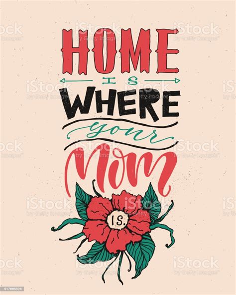 손으로 그려 글자 잉크 그림입니다 현대 브러시 서 예입니다 흰색 배경에 고립 홈은 어디 엄마입니다 꽃 장식입니다 귀여운 색상