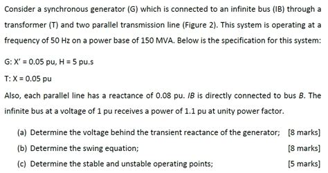 Solved Consider A Synchronous Generator G Which Is Chegg