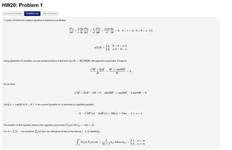 Solved Hw20 Problem 1 Previous Problem Problem List Next