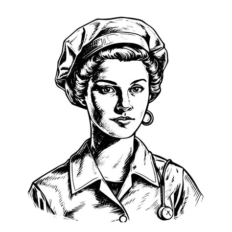 Premium Vector Nurse Vector Drawing Isolated Hand Drawn Engraved