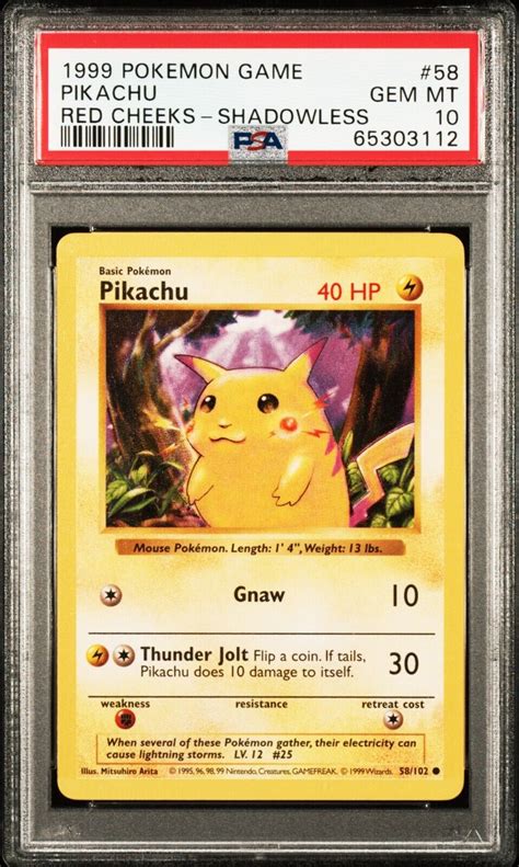 Mavin Perfect Psa 10 Red Cheek Pikachu 58 Base Set Shadowless Gem