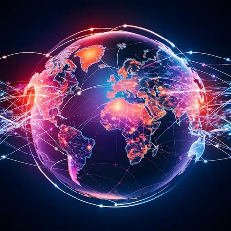 Vibrant Digital Globe Surrounded By Network Lines Representing Global Connections For Social