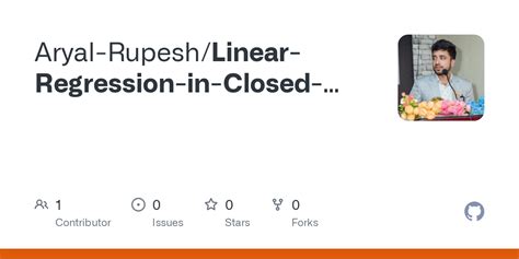 Github Aryal Rupeshlinear Regression In Closed Form Solution From