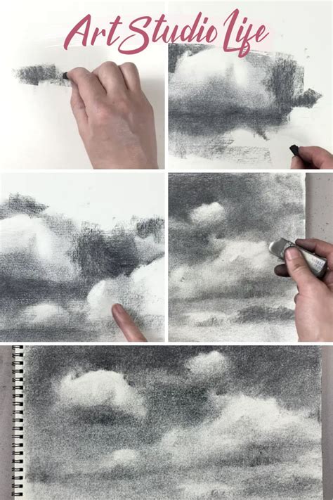 Cloud Drawing Tutorial Step By Step Cloud Drawing Charcoal Drawing Tutorial Easy Realistic