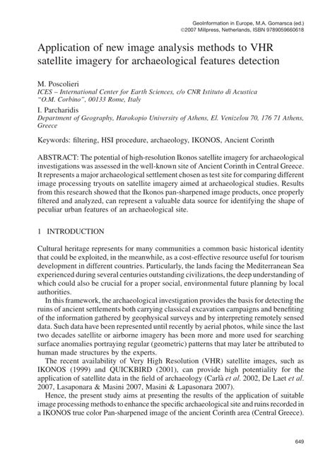 Pdf Application Of New Image Analysis Methods To Vhr Satellite Imagery For Archaeological