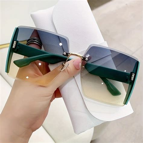 Square Frameless Cut Edge Sunglasses Ladies Glasses Large Frame Fashion