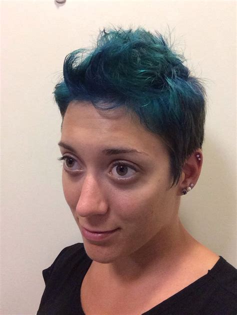 Stunning Short Pixie Hair With Vibrant Blue Highlights