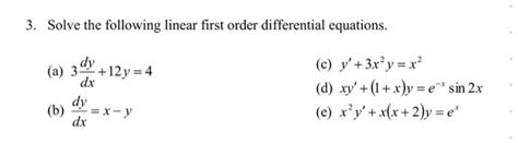 Solved 3 Solve The Following Linear First Order