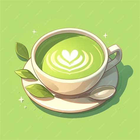 Premium Vector Smooth Matcha Latte Green Cartoon Style