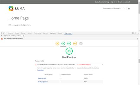 multiple security vulnerabilities reported by lighthouse in 2 4 1
