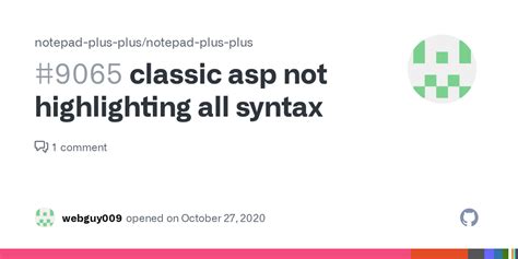 Classic Asp Not Highlighting All Syntax Issue 9065 Notepad Plus