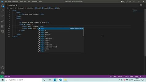 Html Tutorial Create An Input Type Date In A Form Youtube