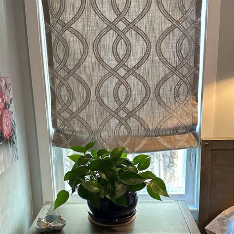 Roman Shade Greenery Stripe By Spoonflower Custom Organic Cotton Shade