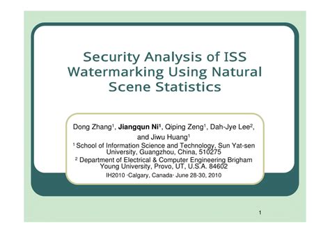 Pdf Security Analysis Of Iss Watermarking Using Natural Scene Statistics