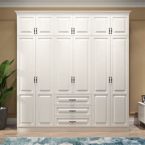 欧式衣柜美式家用卧室家具推拉门衣橱成品定制到顶通顶实木大衣柜 虎窝淘