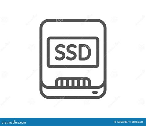 Ssd Line Icon Computer Memory Component Sign Data Storage Vector