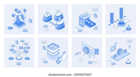 Cryptocurrency 3d Isometric Concept Set Isometric Stock Vector Royalty Free 2449657667