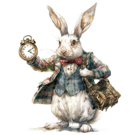 White Rabbit Clipart Jpgs Alice In Wonderland Clipart Printable Watercolor Clipart Paper