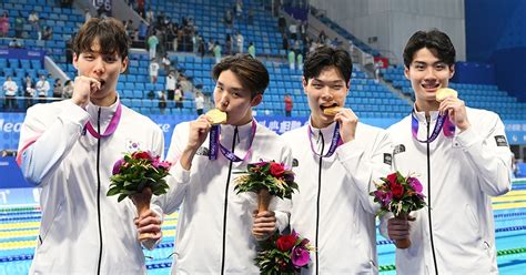 2일차도 金金金金金 한국 25일 수영펜싱금메달 5개 획득종합 2위 사수 항저우ag