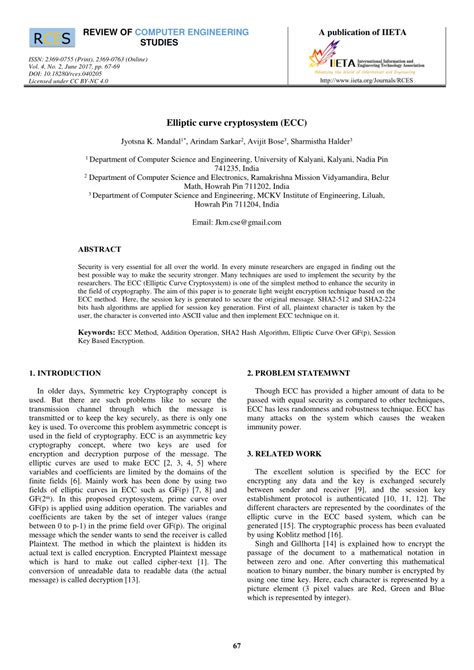 Pdf Elliptic Curve Cryptosystem