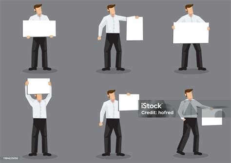 만화 남자 들고 빈 현수막 간판 문자 문자 디자인 벡터 일러스트 갈색 머리에 대한 스톡 벡터 아트 및 기타 이미지 갈색 머리