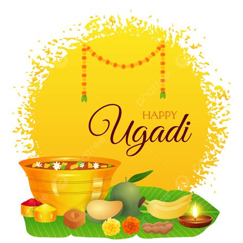 푸자 요소가 있는 행복한 우가디 및 구디 패드와 인사말 행복한 Ugadi 행복한 패드와 제전 Png 일러스트 및 벡터 에 대한 무료 다운로드 Pngtree