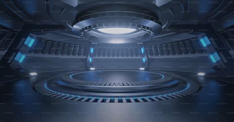 텅 빈 하늘색 스튜디오 룸 파란색으로 조명이 켜진 빈 무대가 있는 미래형 인테리어 디자인을 위한 미래 배경 3d 렌더링 사진 Unsplash의 미래 이미지