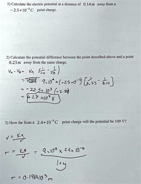 Solved 1 Calculate The Electric Potential At A Distance Of 0 14m Away From A 2 5 10 6c Point