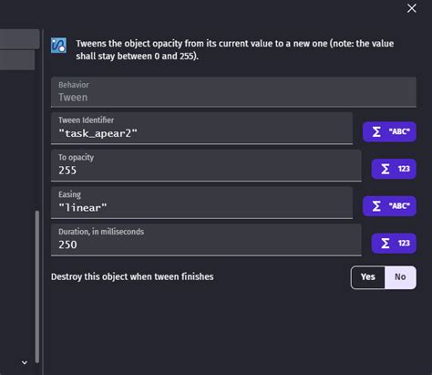 Bug Tween Opacity Object Panel Sprite From 0 To 255 Objects