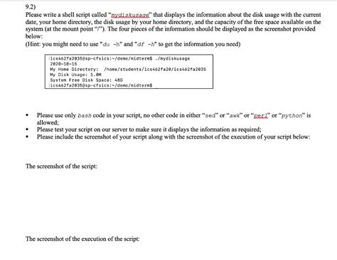 9 Shell Script Questions 5 Points Each Total 10