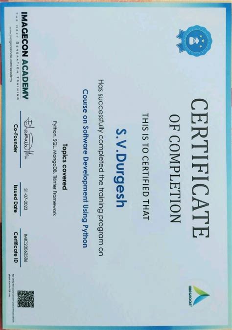 Pythoncertification Pythoncourse Imageconacademy Durgesh S V
