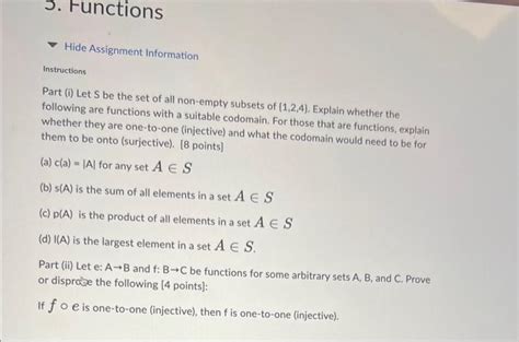 Solved Part I Let S Be The Set Of All Non Empty Subsets Of