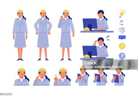 일하는 여성 문제 해결을 위한 개념 여자 만화 캐릭터 머리 컬렉션 세트입니다 사람 얼굴 프로필 아바타 및 아이콘 문제 해결