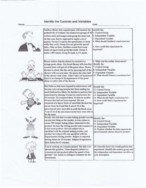 Experimental Variables Worksheet Answers Simpson Science Worksheet