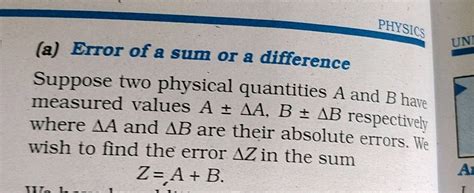 Physics A Error Of A Or A Difference Suppose Two Physical Quantities
